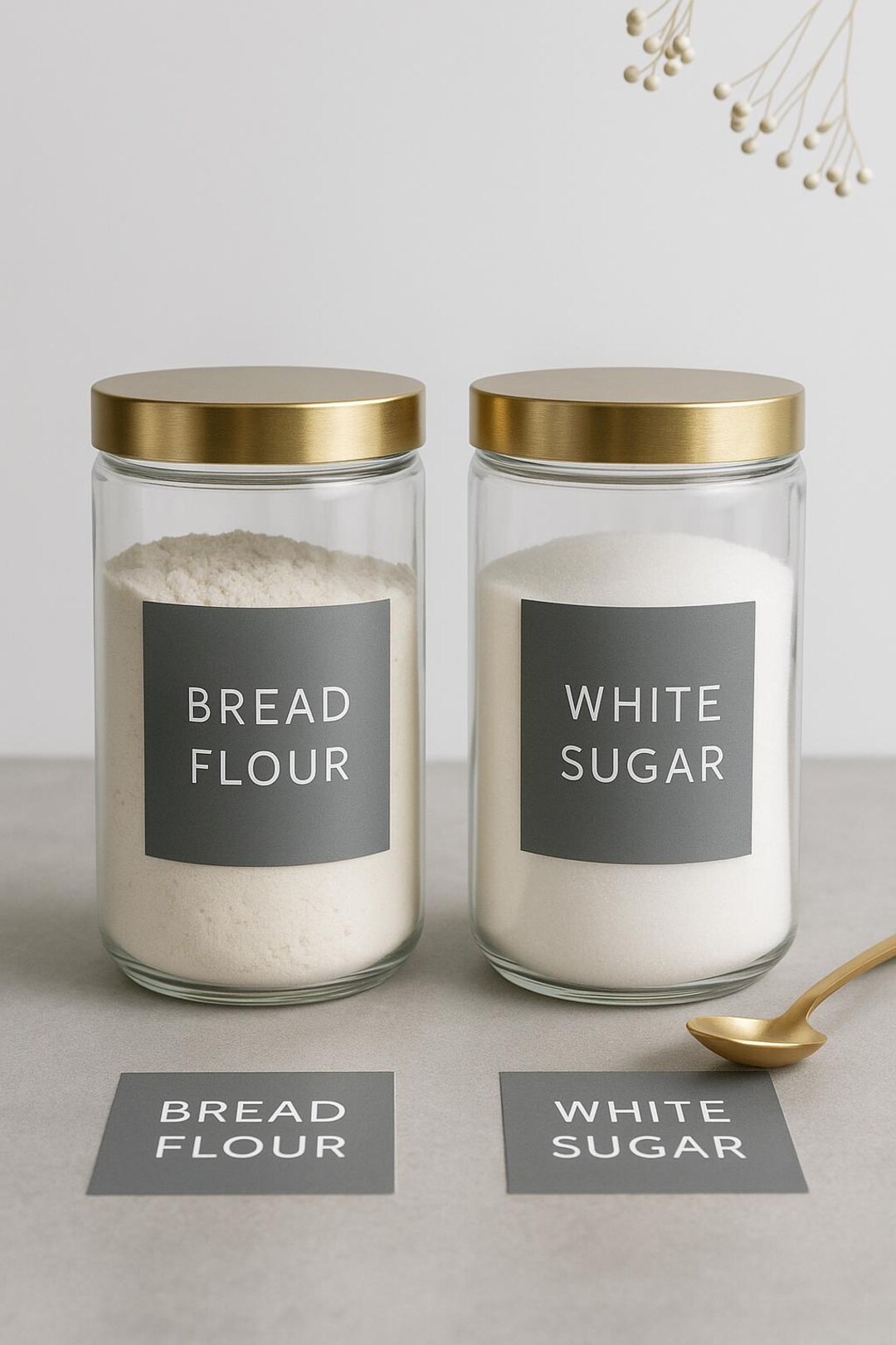 Minimalist Gray Pantry Labels: 40 Printable Stickers (canva Template ...