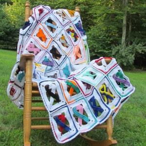 Awareness Ribbon Crochet Afghan - Cancer Crochet Blanket Pattern - PDF ...