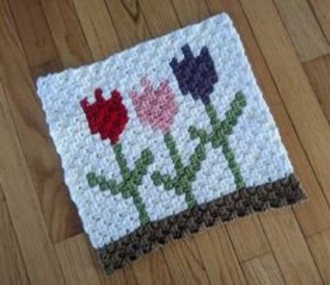 C2C Tulips Blanket Square Crochet Pattern: Flower Afghan (PDF Pattern ...