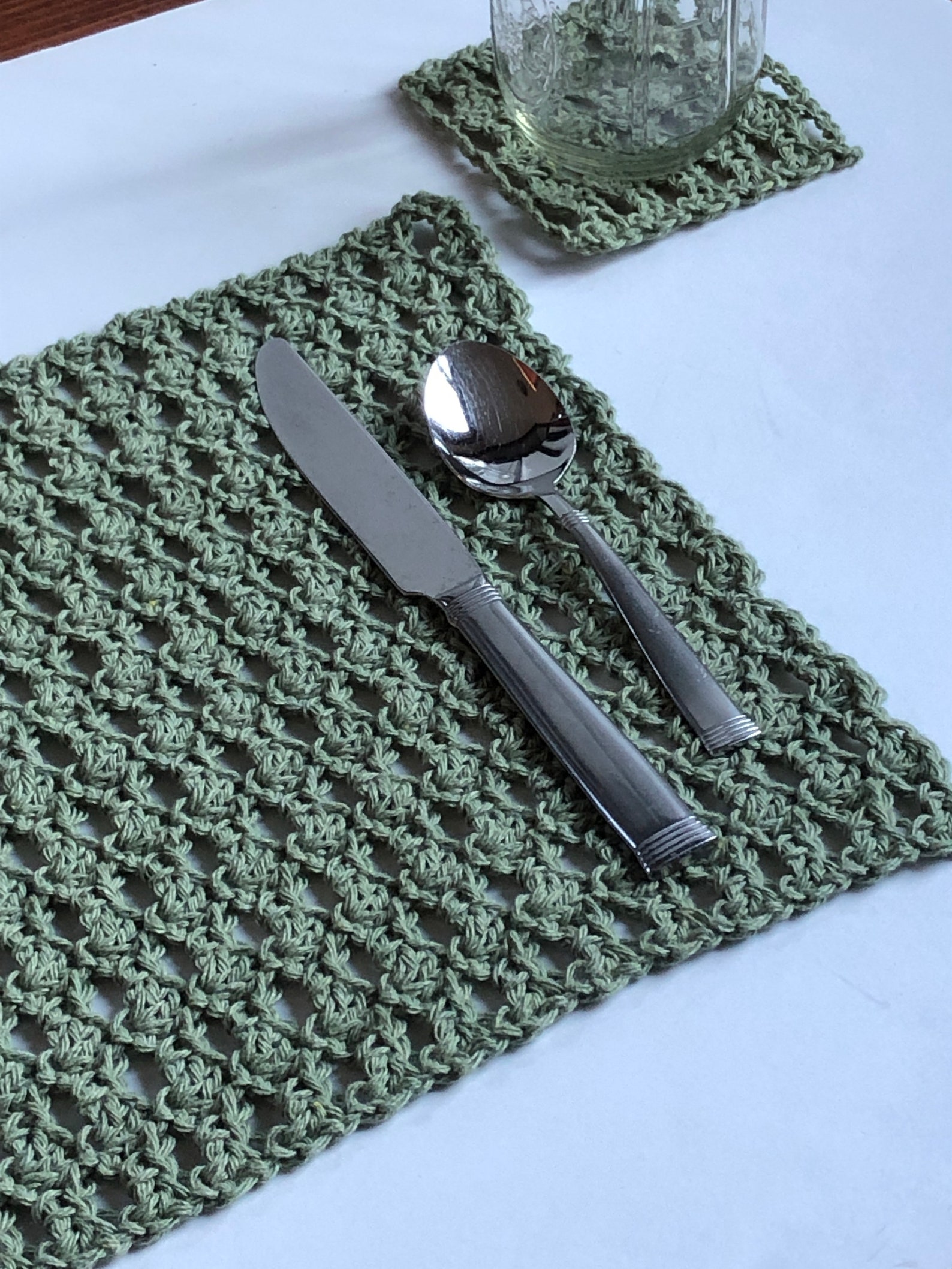 Crochet Placemat & Coaster Pattern: Beginner Kitchen Set (PDF Pattern ...