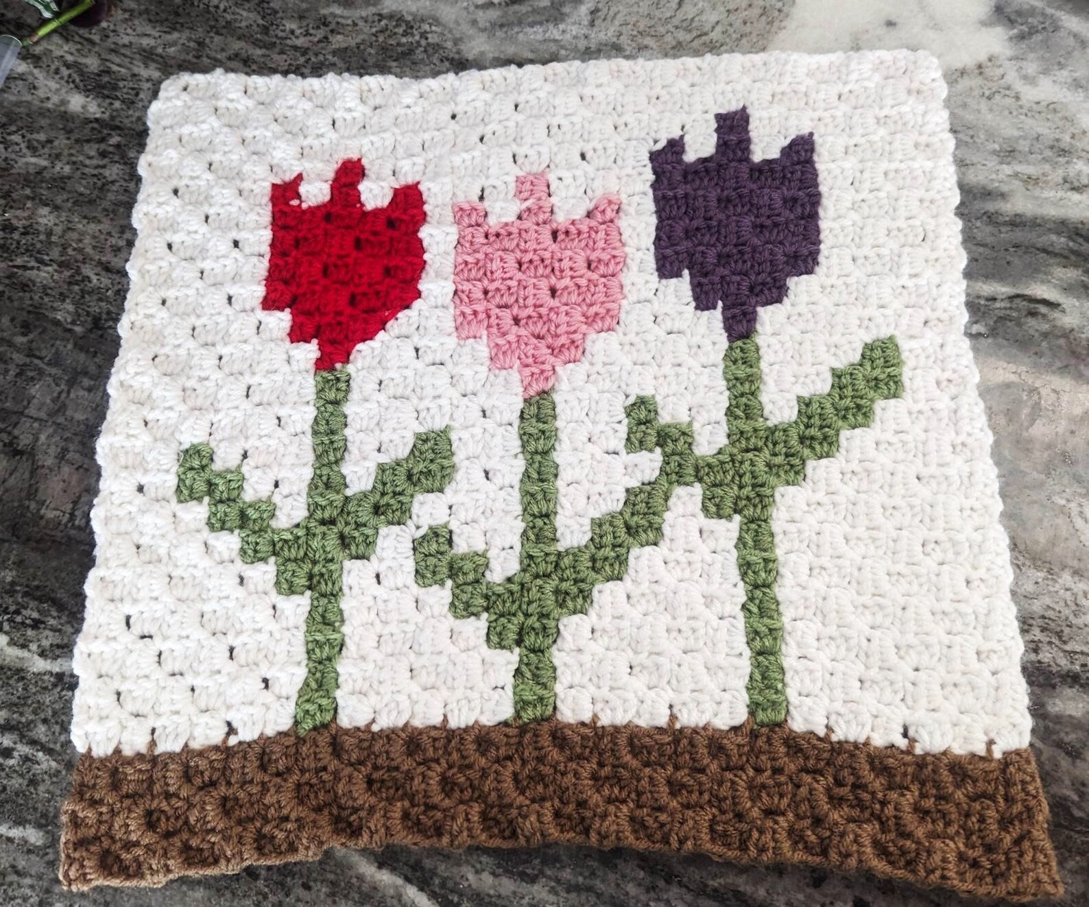 C2C Tulips Blanket Square Crochet Pattern: Flower Afghan (PDF Pattern ...