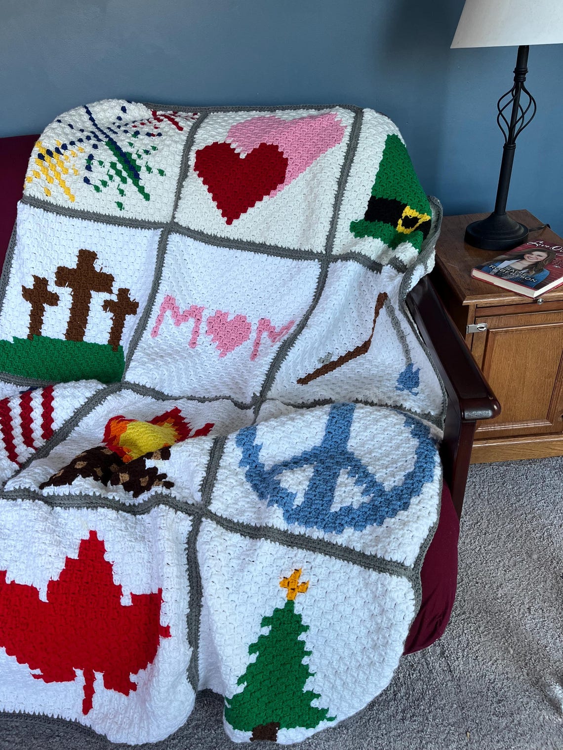 C2C Tulips Blanket Square Crochet Pattern: Flower Afghan (PDF Pattern ...