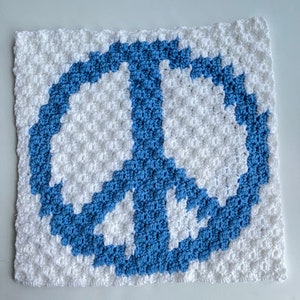 Peace Sign Blanket Crochet Pattern: C2C Afghan Square (PDF Pattern) - Etsy