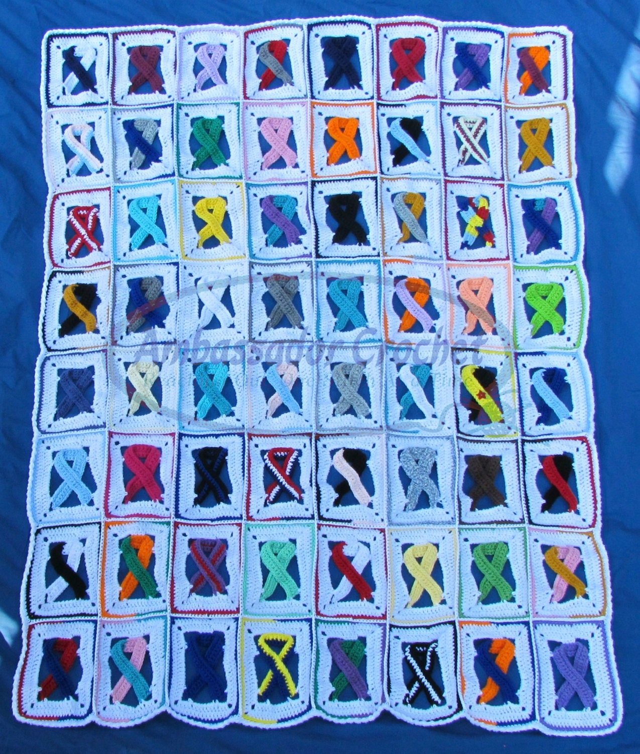 Awareness Ribbon Crochet Afghan - Cancer Crochet Blanket Pattern - PDF ...