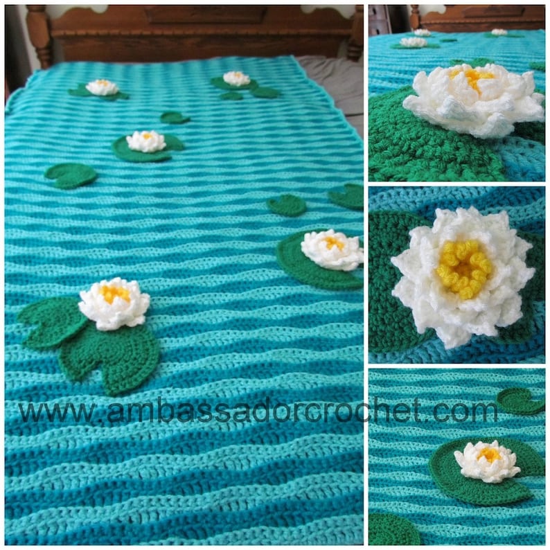 Crochet Blanket Pattern - Frog Pond Blanket Pattern - Crochet Lily Pad ...