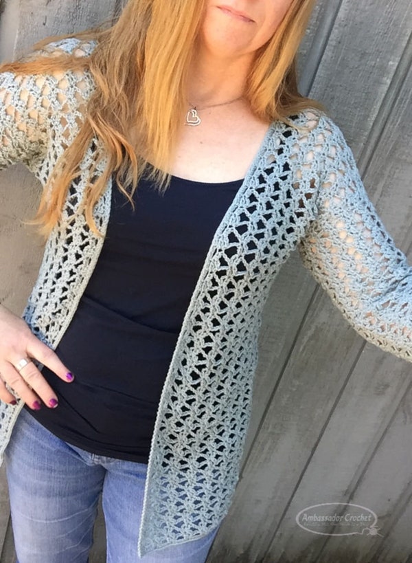 Crochet Cardigan for Women, Flared Crochet Cardigan Pattern, XS Through ...
