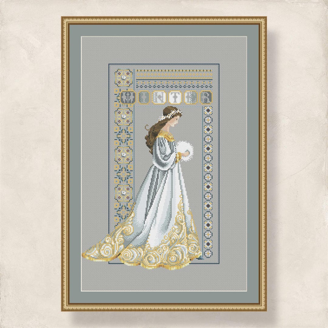 Cross Stitch Celtic Lady Winter Pattern for Embroidery, Angel Design, 4 ...