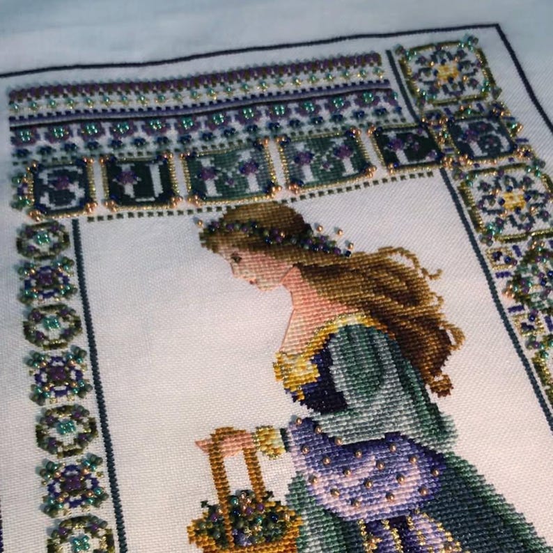Cross Stitch Celtic Lady Summer Pattern for Embroidery, Floral Dress ...