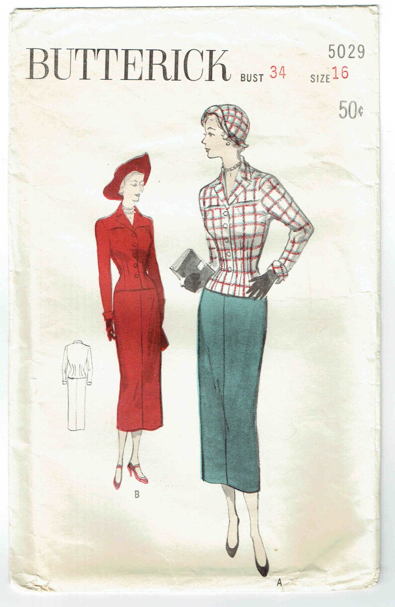 Vintage New Look 1950s Suit Pattern Unused Bust 34 Size 16 Butterick ...