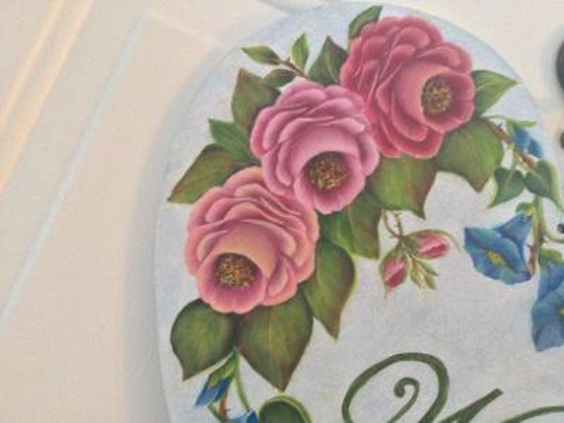 Hand Painted Welcome Sign Roses and Morning Glories - Etsy