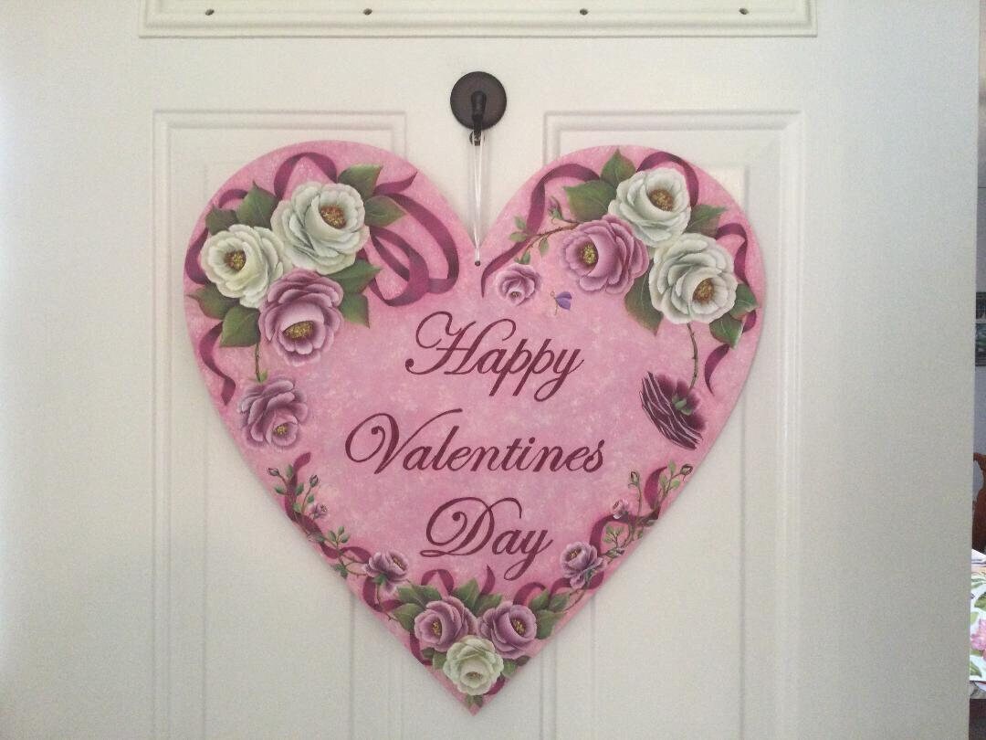 Hand Painted Happy Valentines Day Heart - Etsy