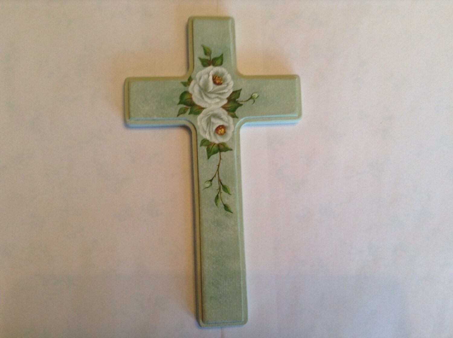 White Roses Wood Cross - Communion - Religious - Crucifix - Hand ...