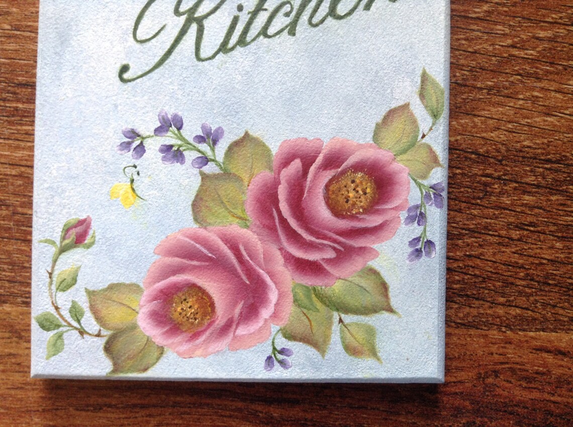 Nanny's Kitchen Plaque - Pink Roses - Etsy