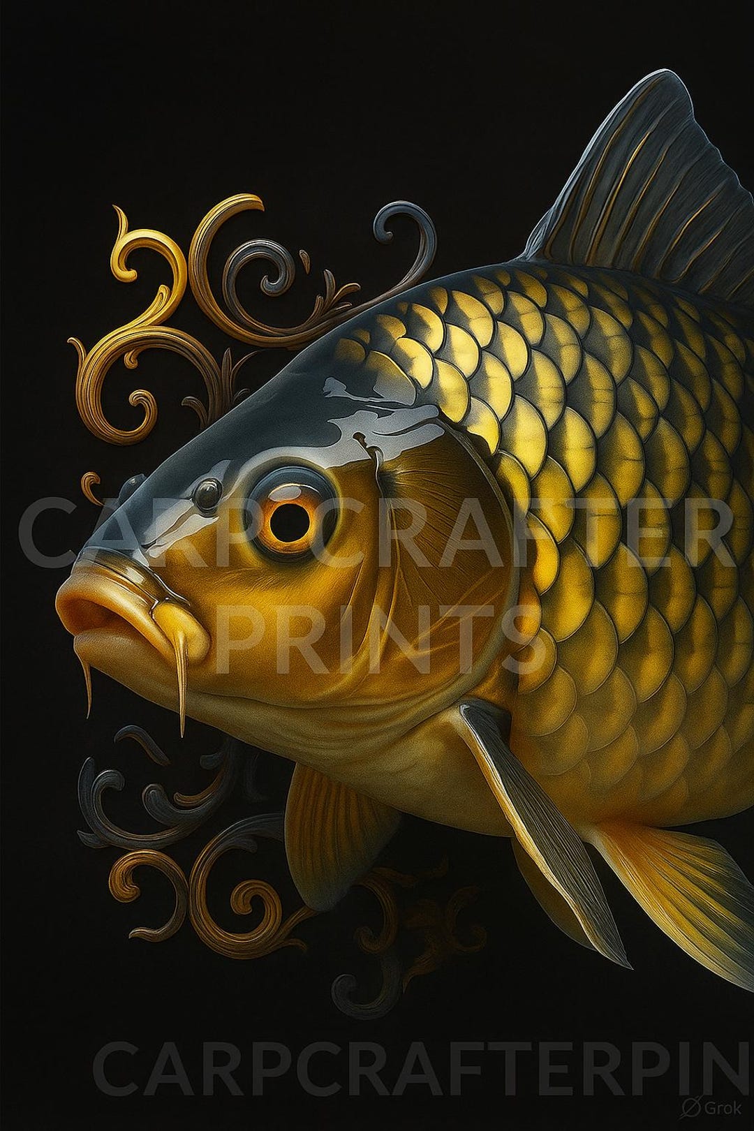 Common Carp Wall Art – Luxury Carp Printable, Elegant Fishing Decor for ...