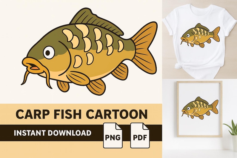 Cartoon Mirror Carp Digital Illustration | Printable Carp Fish Art ...