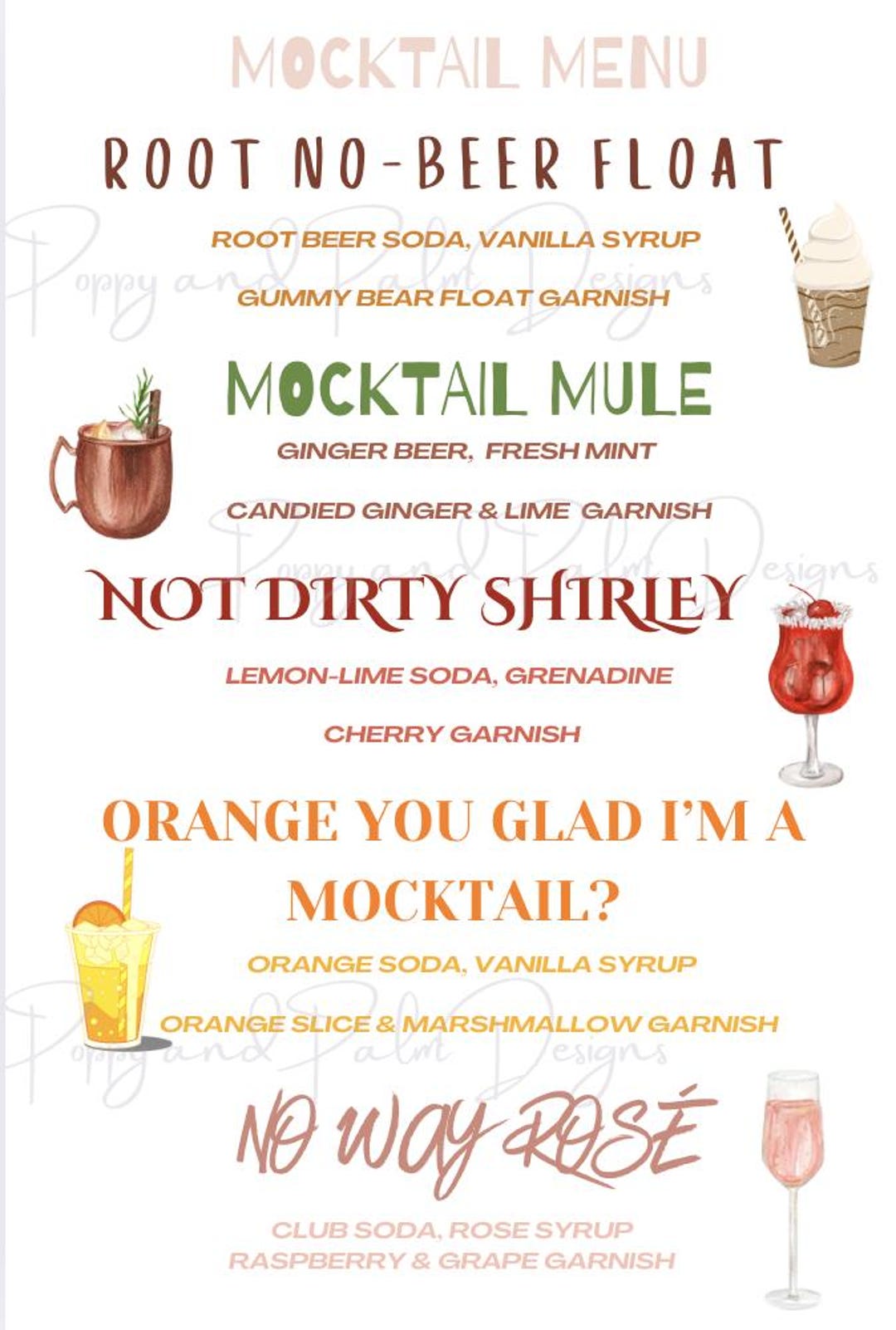 Mocktail Menu With Mocktail Names - Etsy