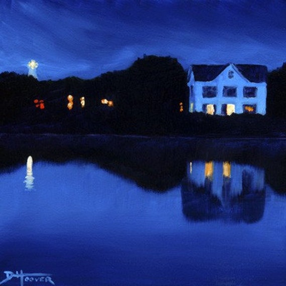 Island. Night. Light. Oil Painting 11x14 Print | Etsy