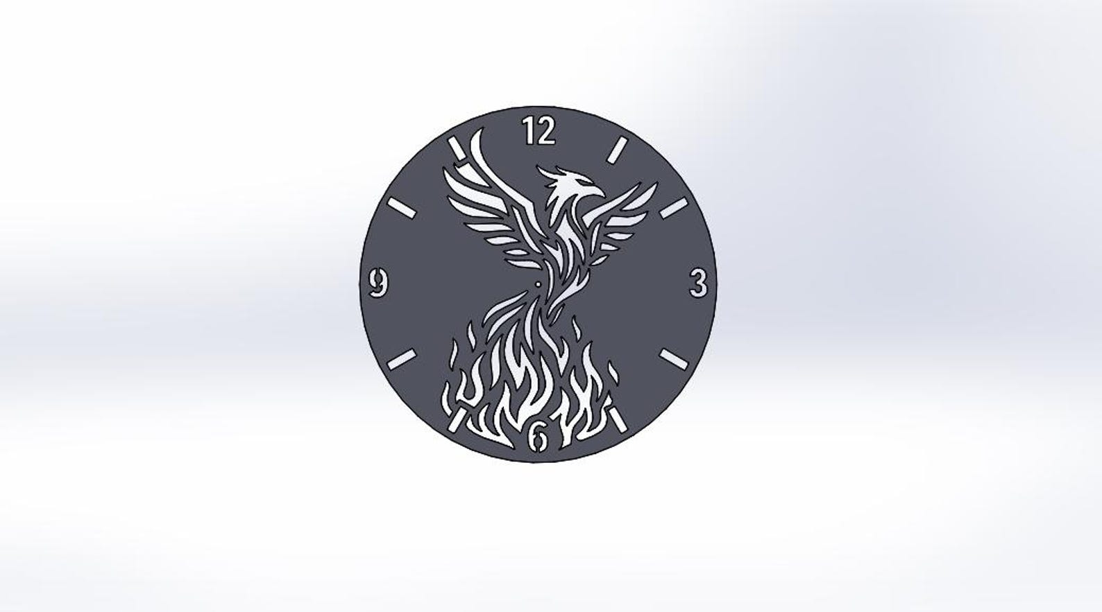 Phoenix Rise Wall Clock | DXF Svg Step Files for CNC Waterjet & Laser ...