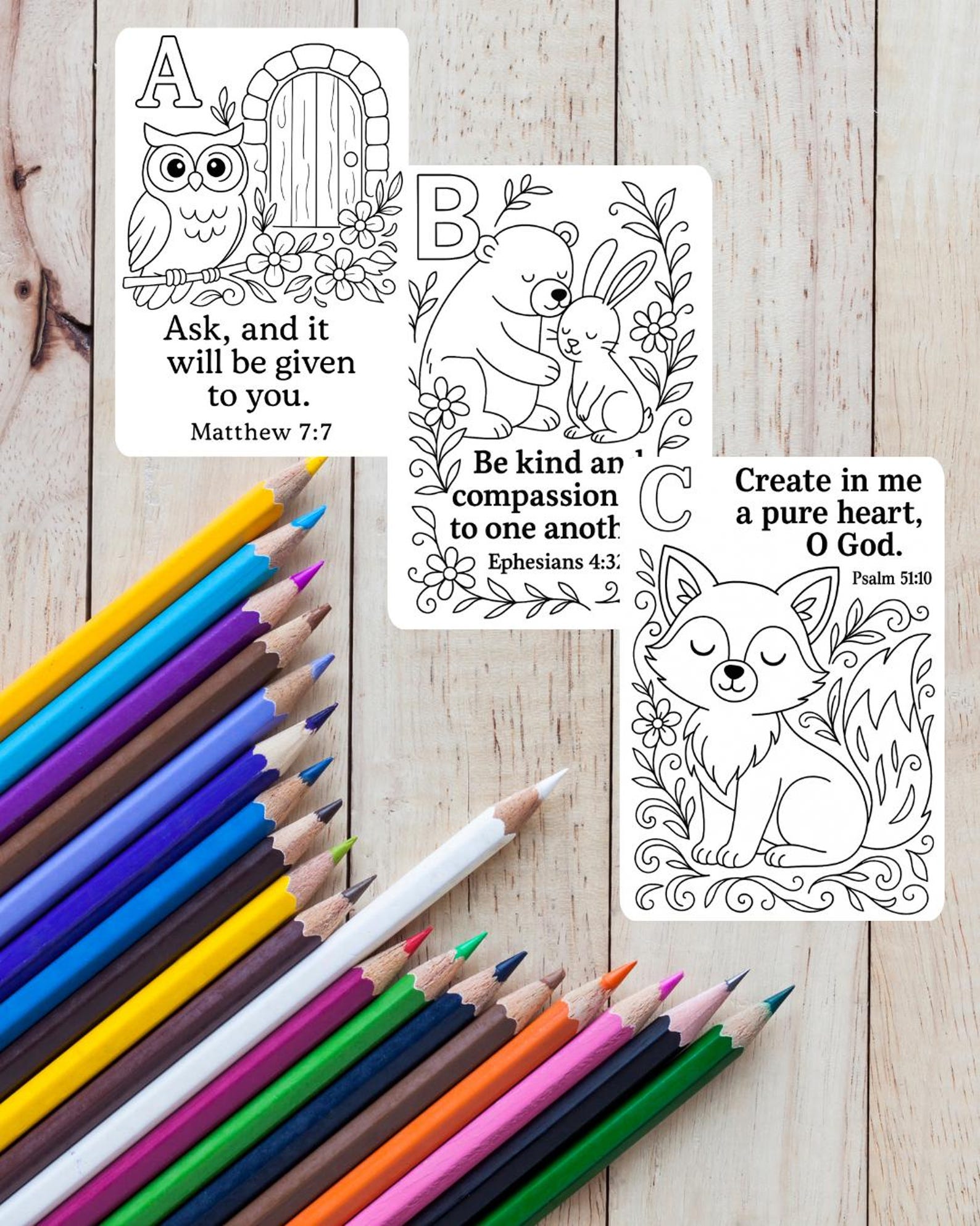 A to Z Bible Verse Coloring Pages for Kids: Christian Alphabet ...
