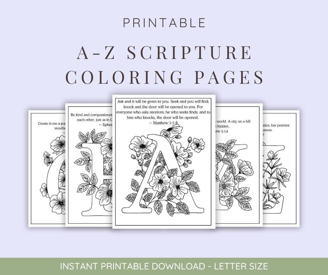 A to Z Bible Verse Coloring Pages for Adults & Kids | Scripture ...