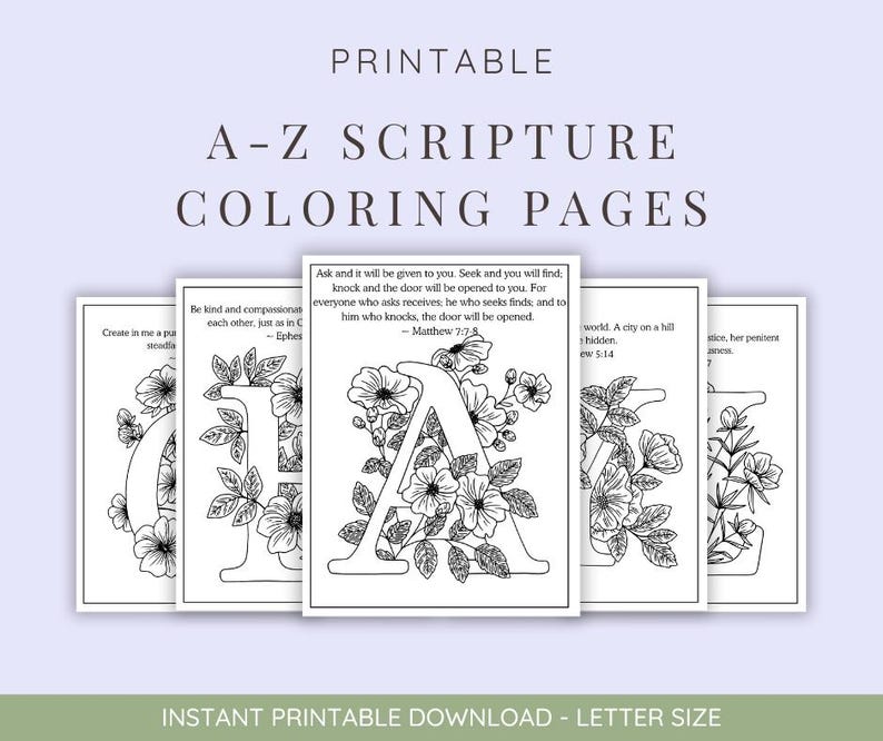 A to Z Bible Verse Coloring Pages: Christian Scripture Affirmations ...