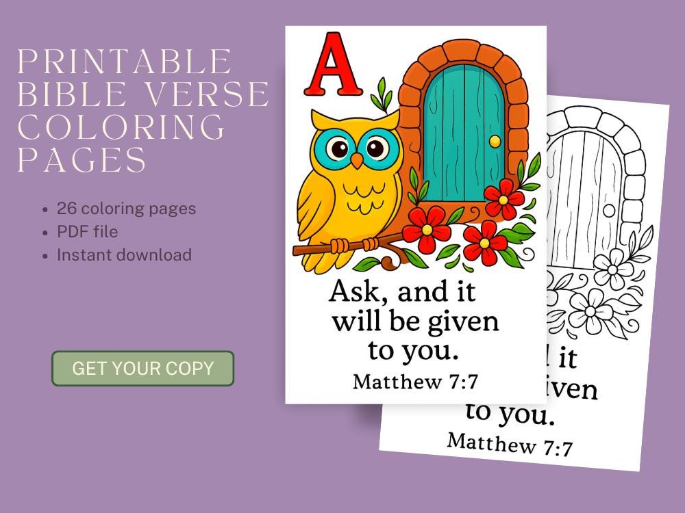 A to Z Bible Verse Coloring Pages for Kids: Christian Alphabet ...