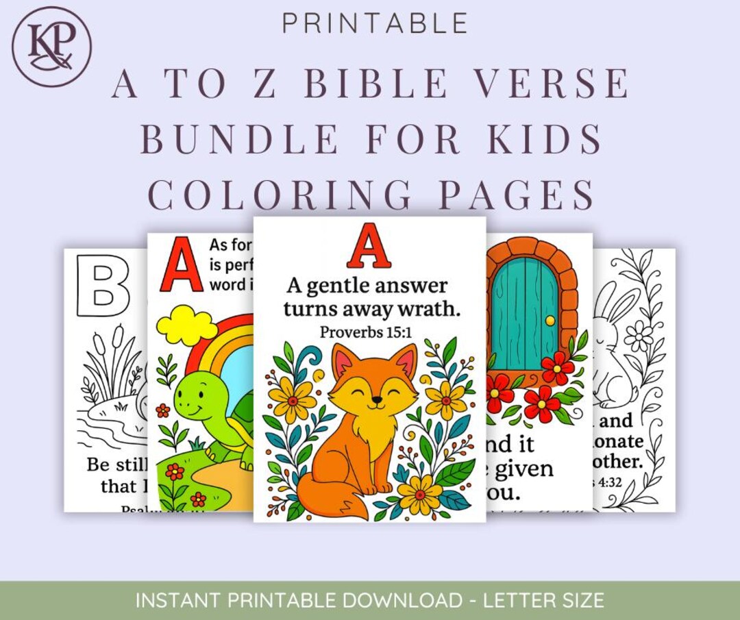 A to Z Bible Verse Coloring Bundle for Kids | Scripture Alphabet ...