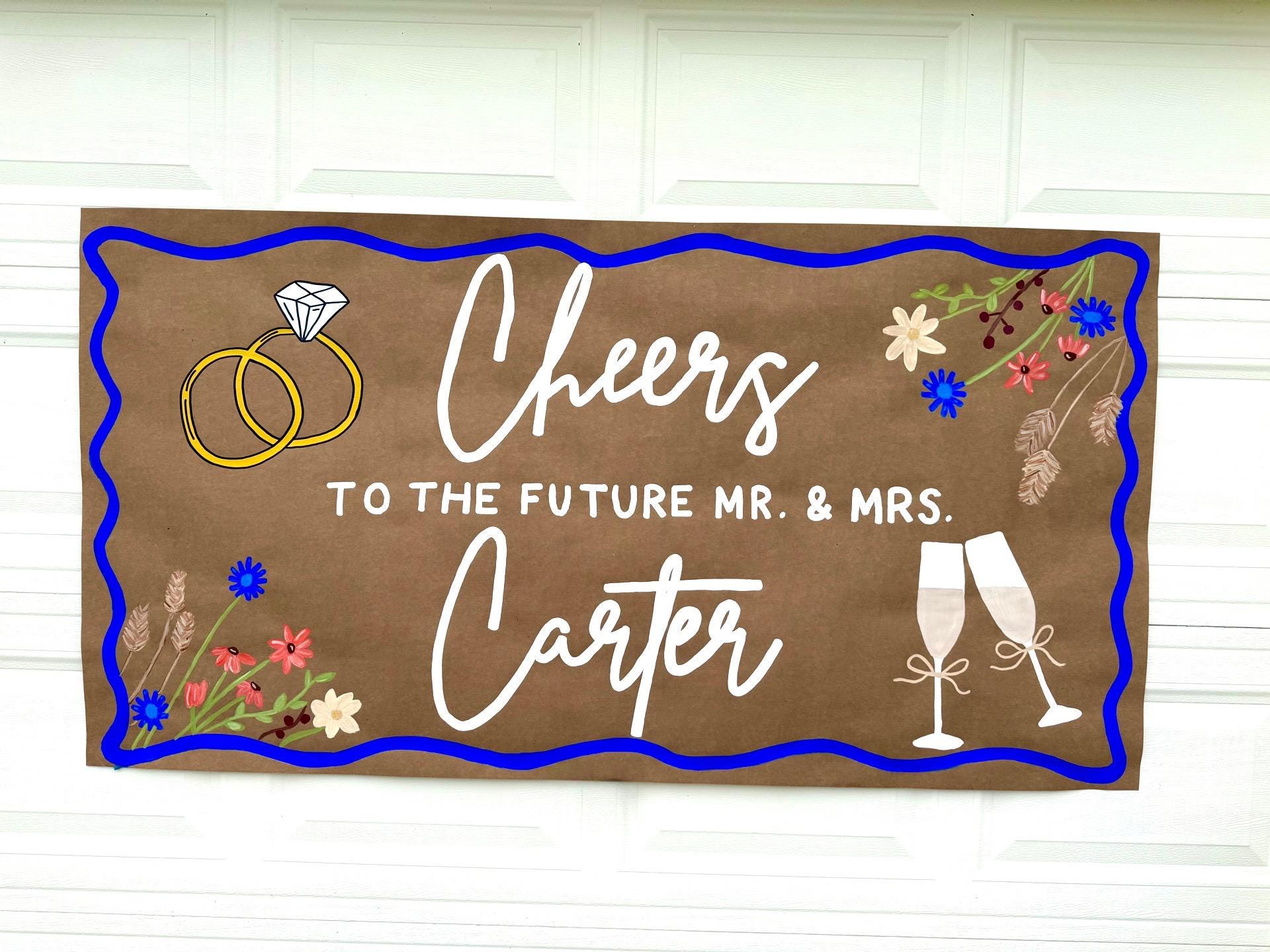 Hand Painted Engagement Banner: Custom Wedding Proposal Decor - Etsy