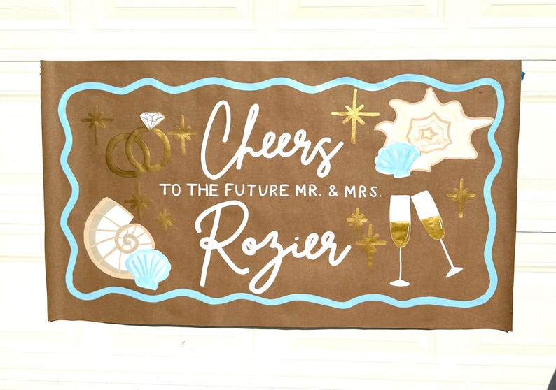 Hand Painted Engagement Banner: Custom Wedding Proposal Decor - Etsy