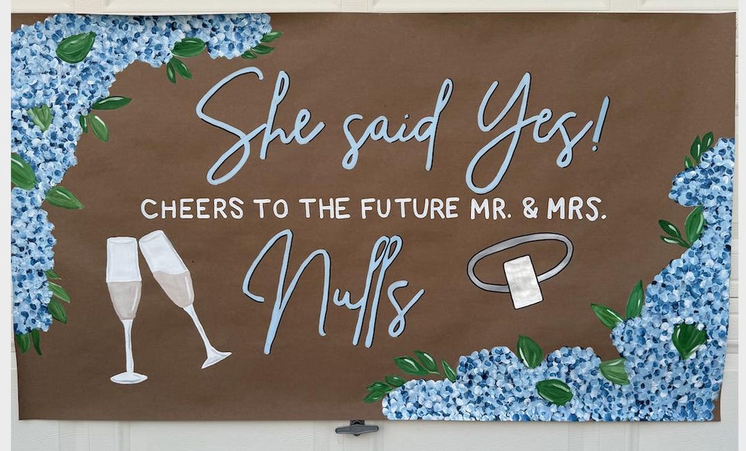 Hand Painted Engagement Banner: Custom Wedding Proposal Decor - Etsy