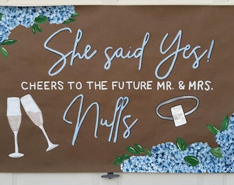 Hand Painted Engagement Banner: Custom Wedding Proposal Decor - Etsy