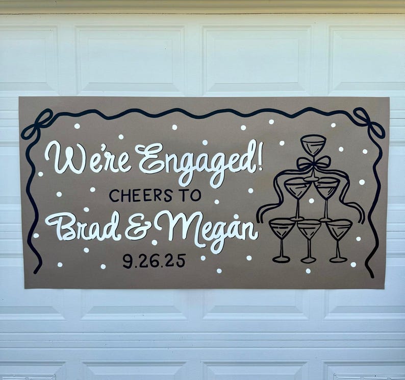 Hand Painted Engagement Banner: Custom Wedding Proposal Decor - Etsy
