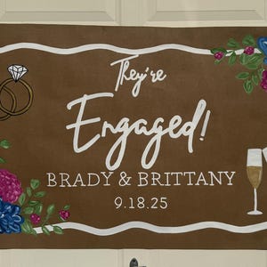 Hand Painted Engagement Banner: Custom Wedding Proposal Decor - Etsy