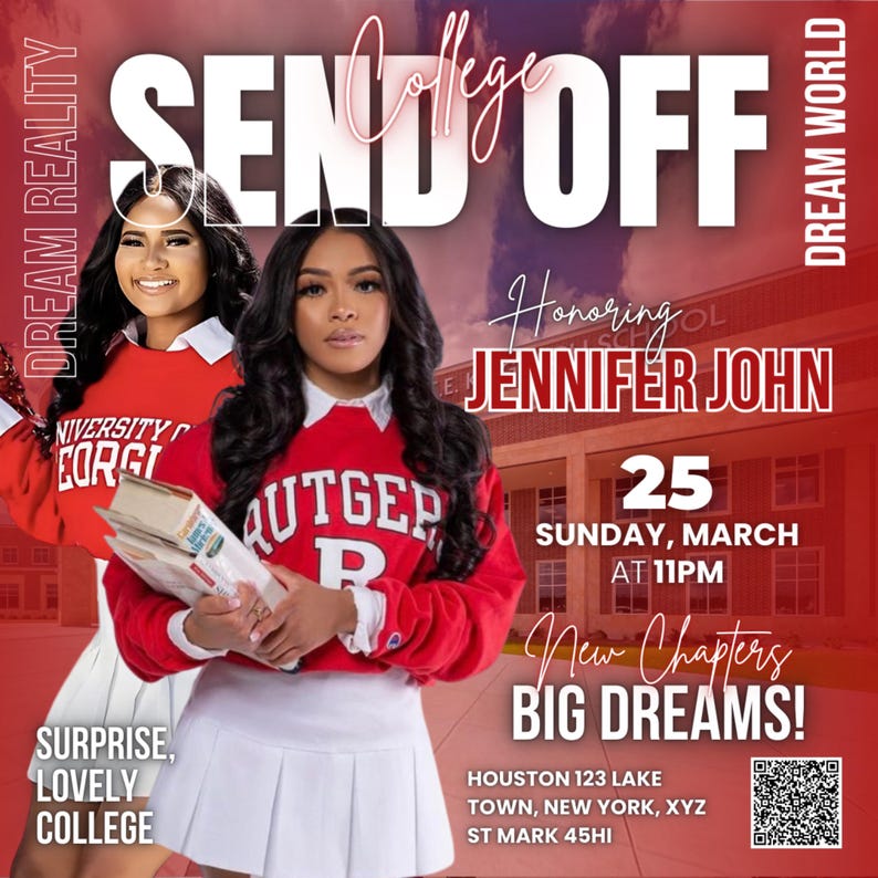 Editable College Send off Evite, Farewell Party Invite, DIY Trunk Party ...