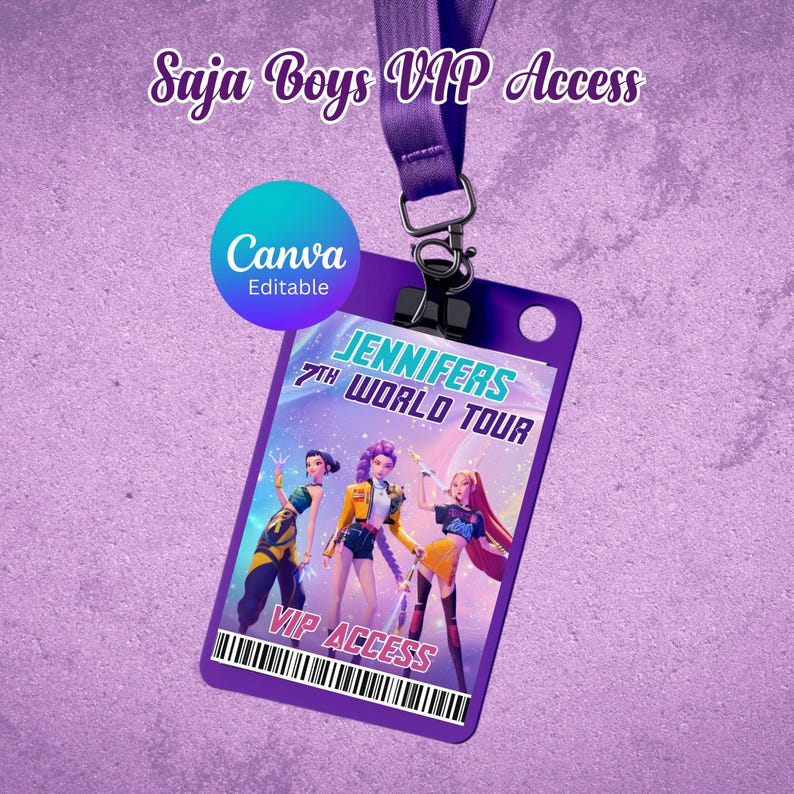 Digital K-pop Demon Hunters VIP Pass – Printable Hundrx Girls & Saja ...