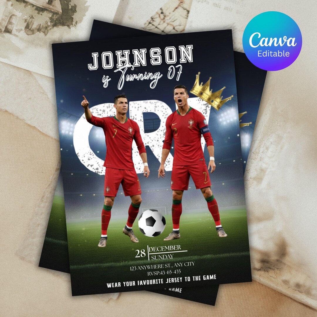 Ronaldo Birthday Invitation, CR7 Invitation, Editable Ronaldo ...