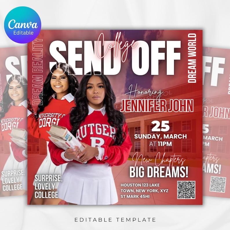 Editable College Send off Evite, Farewell Party Invite, DIY Trunk Party ...