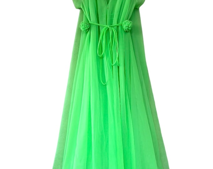 Vintage 1960s INTIME California Lime Green / Neon Green Nightgown ...
