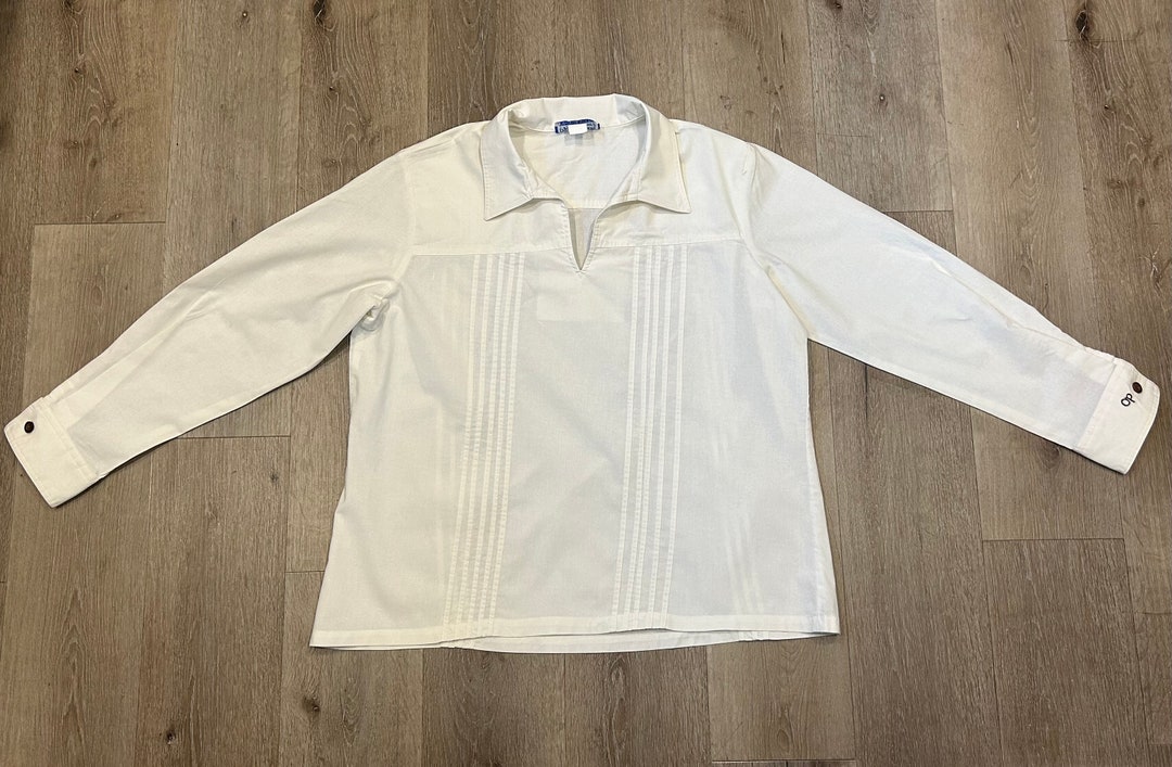 Vintage 1970s OCEAN PACIFIC SUNWEAR White Collared Split Neck Hippie ...