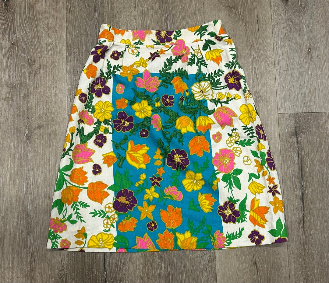 Vintage 1960s ALEX COLEMAN Bright Floral Print Color Block - Etsy