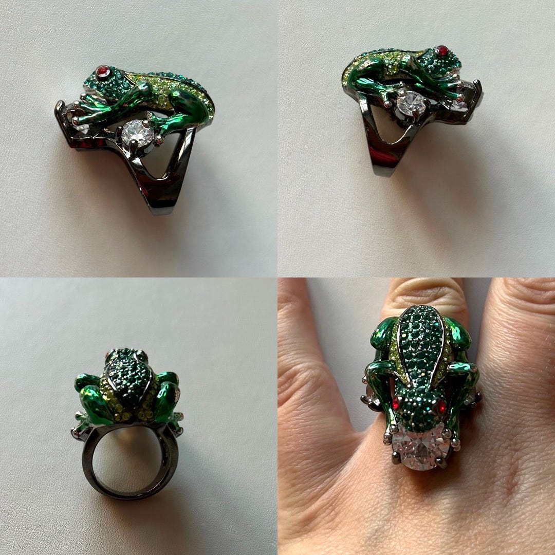 Vintage Early 2000s Kenneth Jay Lane KJL Green Pace Rhinestone Frog ...
