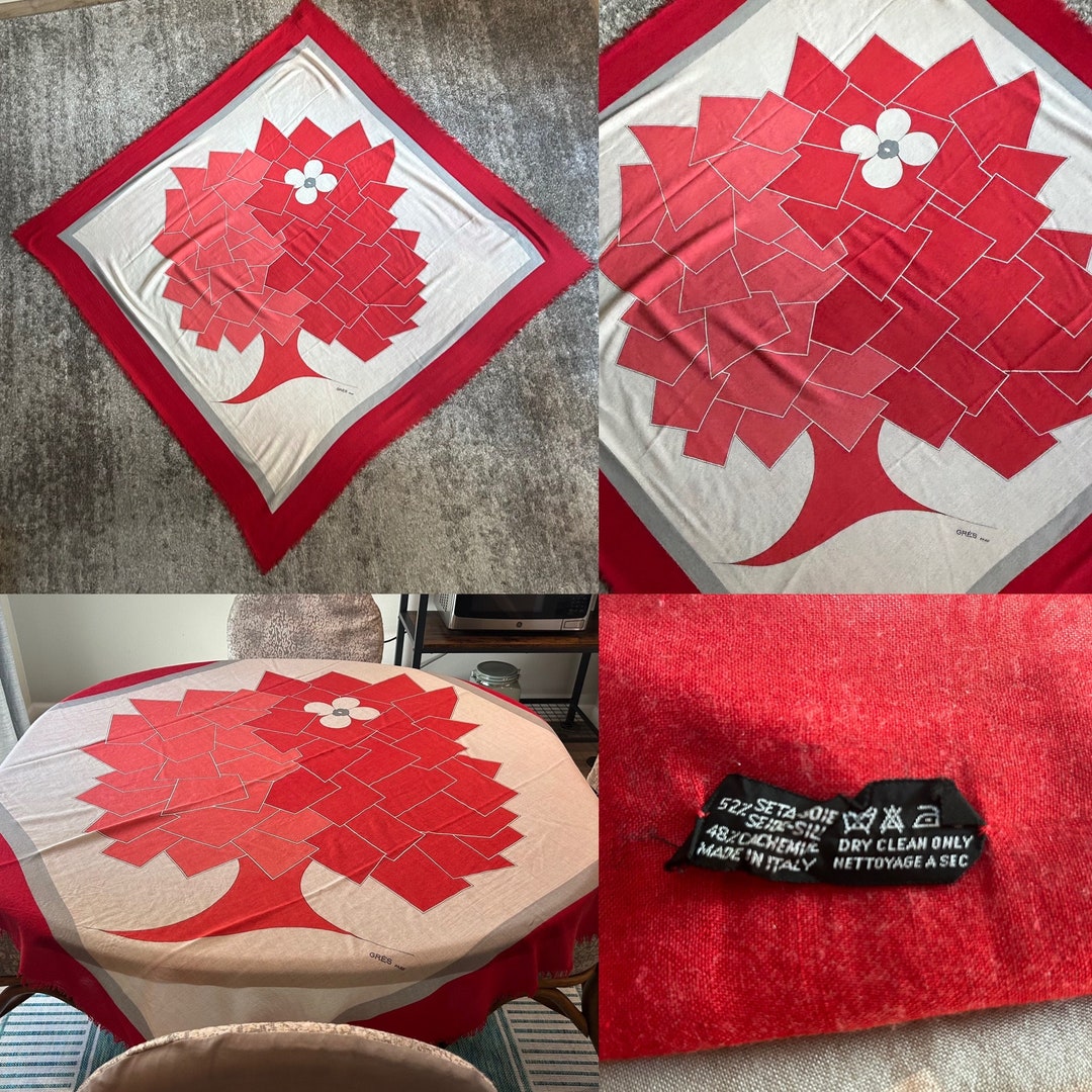 Vintage 1960 1970s Gres Paris Op Art Tree Design Cashmere & Silk Blend ...