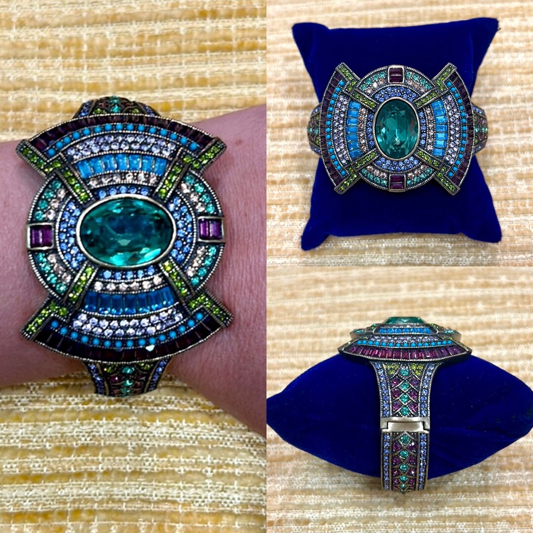Vintage Early 2000s Heidi Daus Art Deco Inspired Geometric Pave