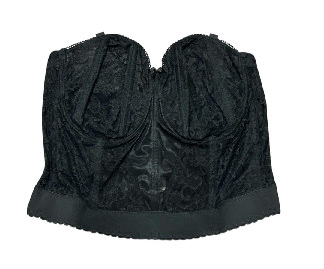 Vintage 1990s Early 2000s GODDESS Black Lace Bustier or Longline Bra W ...