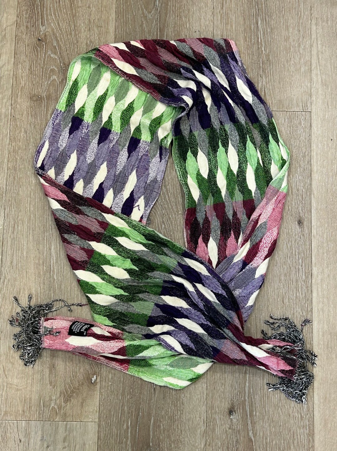 Vintage Y2K TOLANI Extra-long Honeycomb Striped & Color Block Woven ...