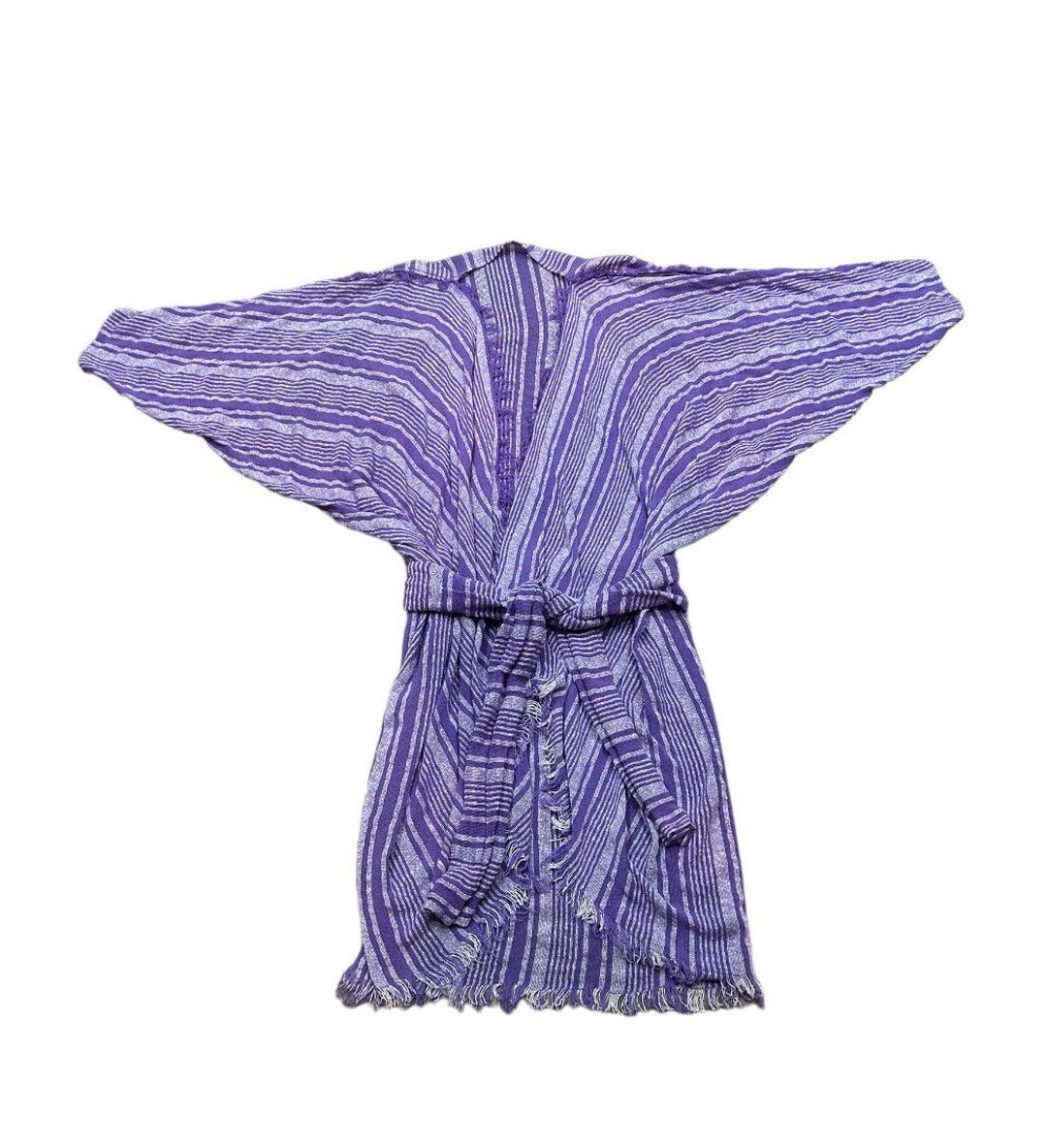 Vintage 1980s LAISE ADZER Knit Purple & White Striped Open-front ...
