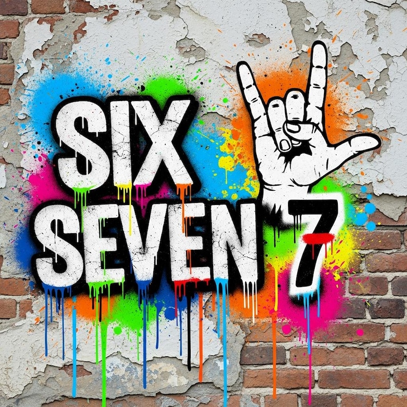 Six Seven Graffiti Street Art Hand Sign Illustration - Etsy