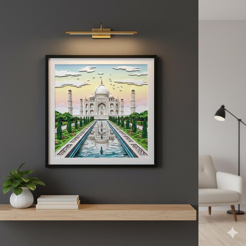Taj Mahal Paper Cut Art Illustration | Layered 3D Monument Landscape ...