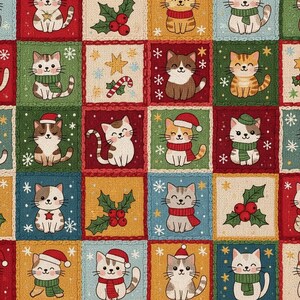 50 Colorful Cat Patchwork Digital Art | Embroidery Style Crochet Cat ...