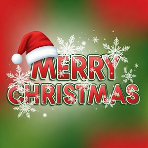 Merry Christmas Text Clipart – Festive Holiday Lettering With Santa Hat ...